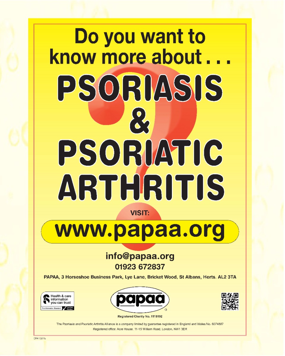 PAPAA Poster - Psoriasis and Psoriatic Arthritis Alliance (PAPAA)