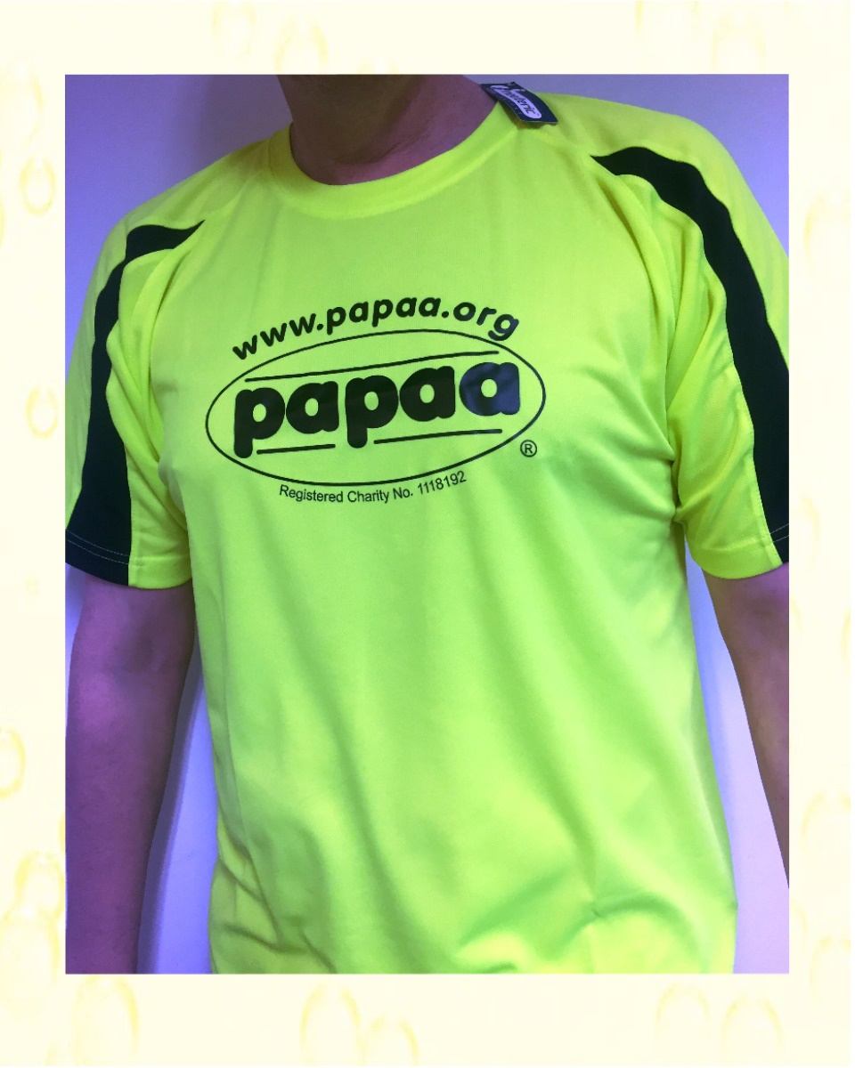 PAPAA yellow and black running t-shirt - Psoriasis and Psoriatic ...